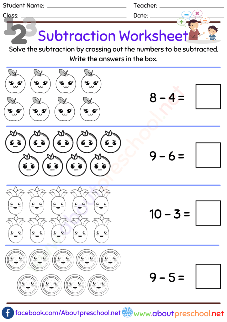 Kindergarten Subtraction Worksheets-17 - About Preschool