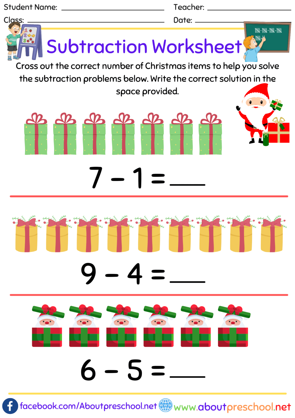 Kindergarten Subtraction Worksheets-5 - About Preschool