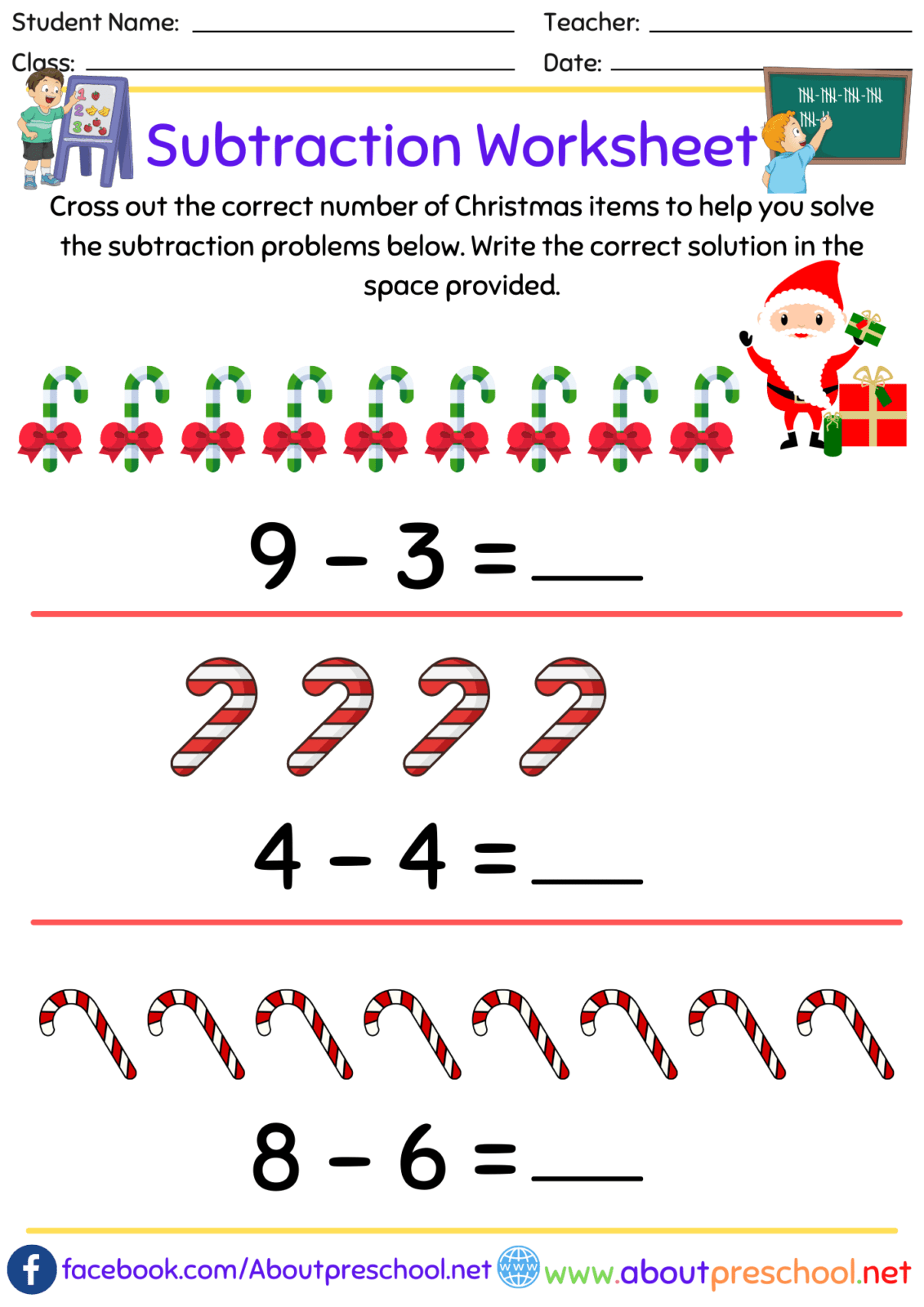 Kindergarten Subtraction Worksheets-6 - About Preschool