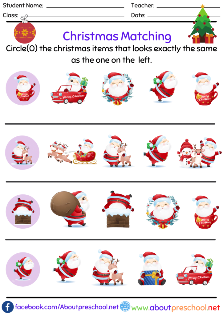 Matching Worksheet for Preschool-10 - About Preschool