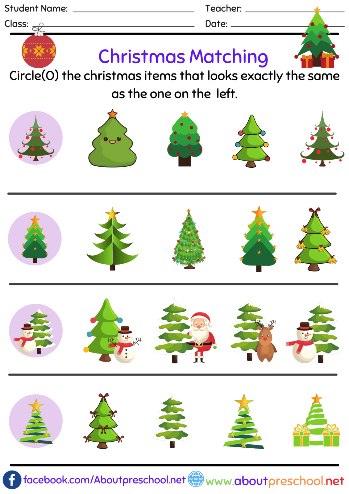 Matching Worksheet for Preschool-3 - About Preschool