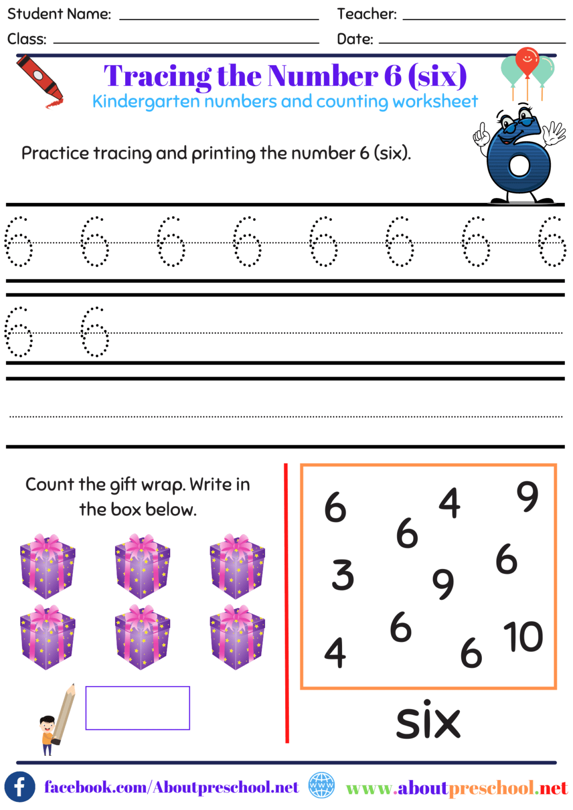 Number Worksheets For Kindergarten 6 About Preschool Number Worksheets For Kindergarten 6 About Preschool