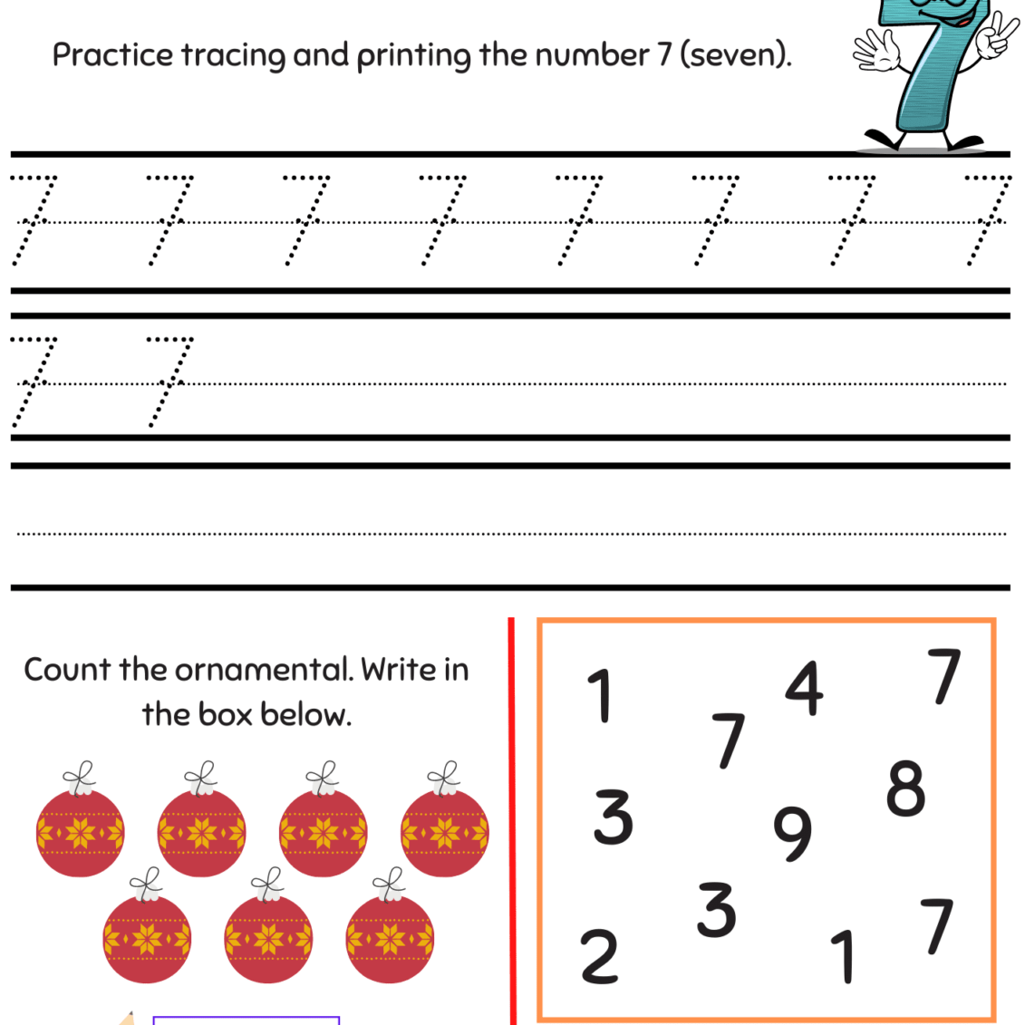 Number 7 Worksheets For Kindergarten Students Buy KP English Kids