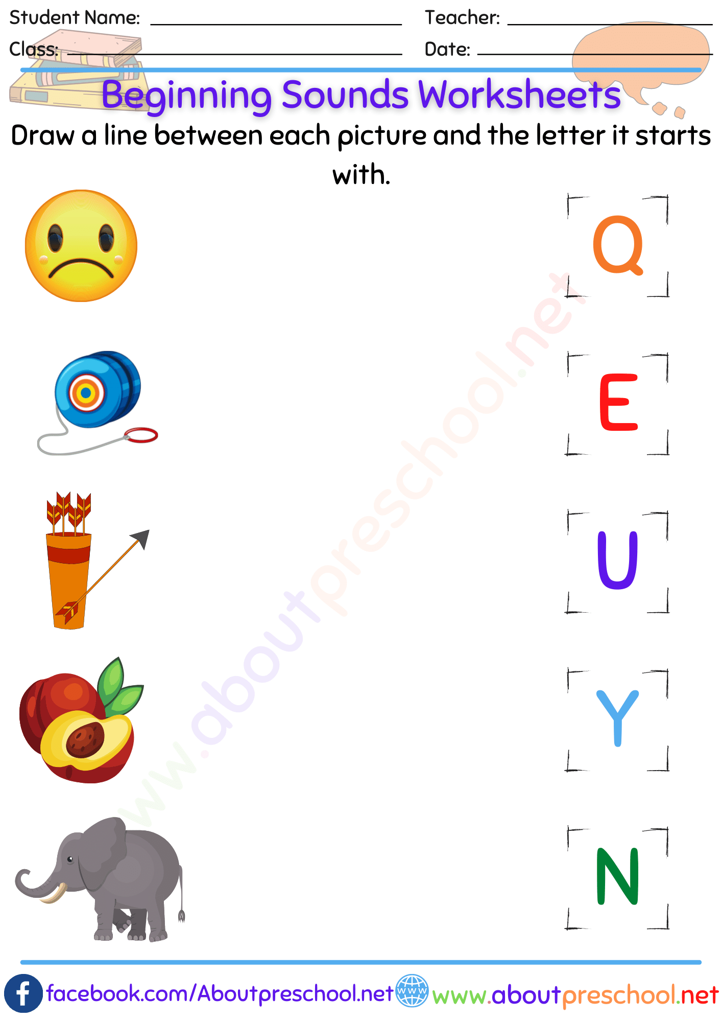 Beginning Sounds Worksheets-14 - About Preschool