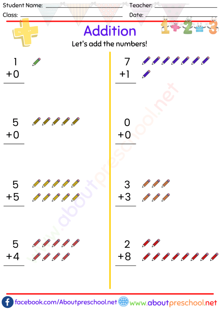 Kindergarten and Grade 1 Addition Worksheets-14 - About Preschool