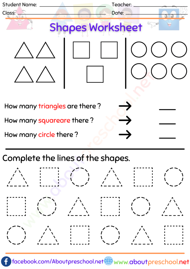 Shapes Worksheet-7 - About Preschool