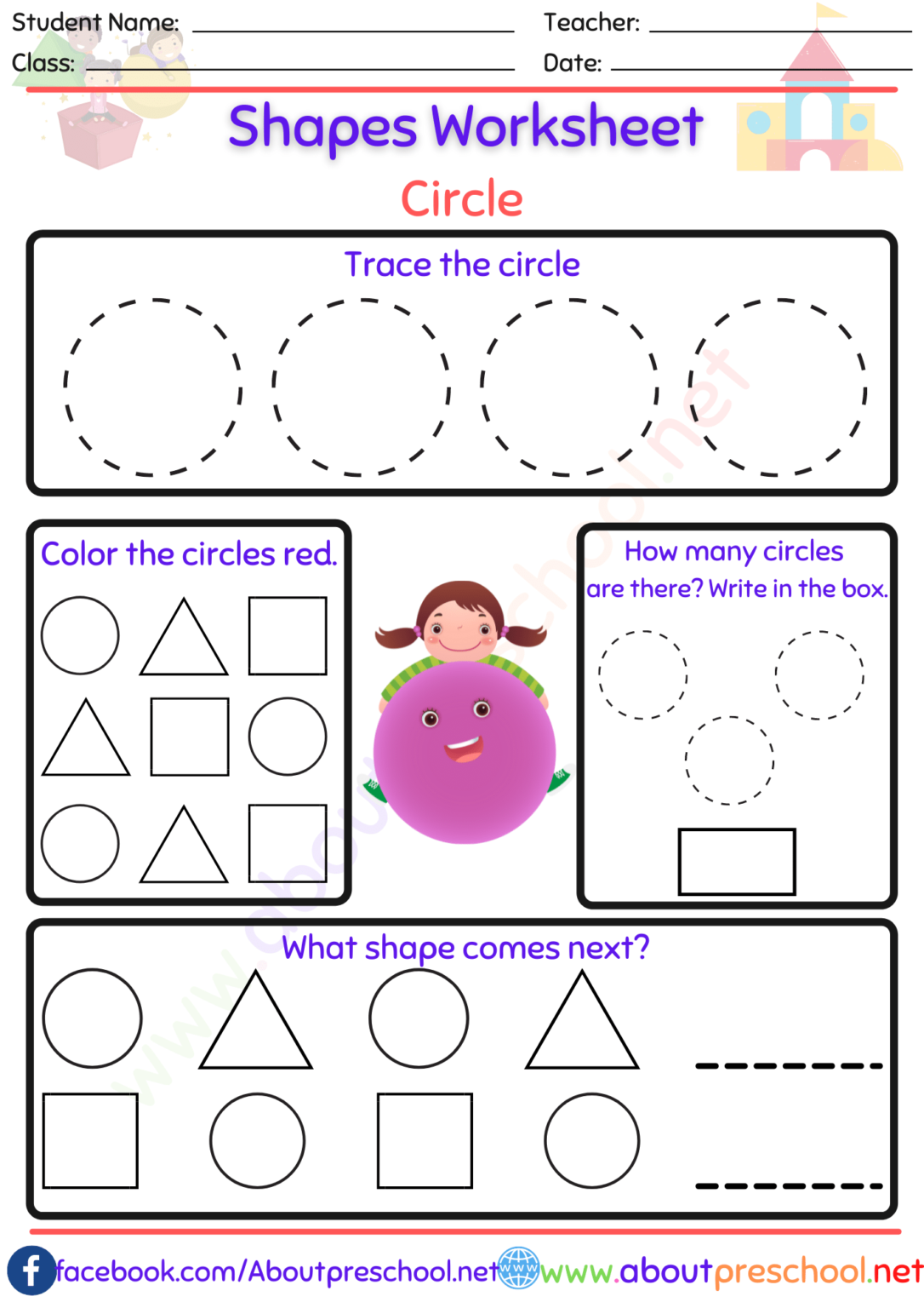 Shapes Worksheets - Circle - About Preschool