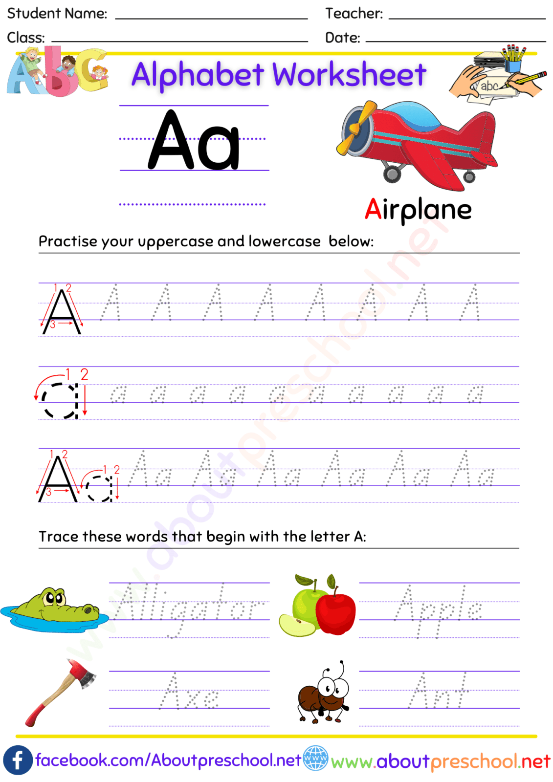 The Alphabet Worksheets-A - About Preschool