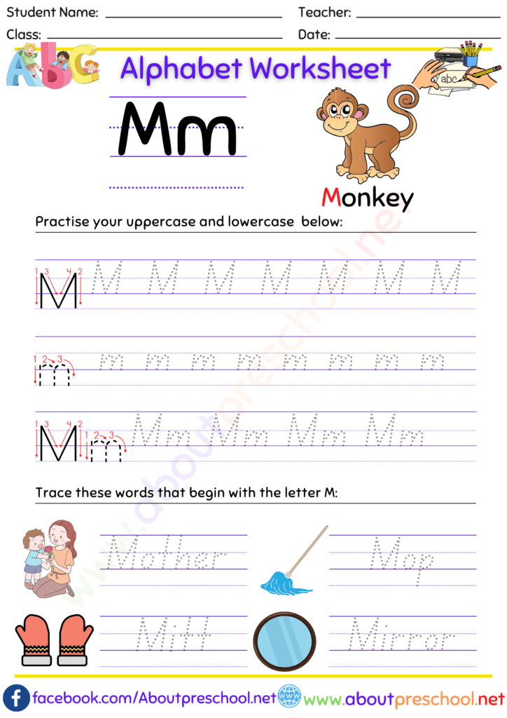 The Alphabet Worksheets-M - About Preschool