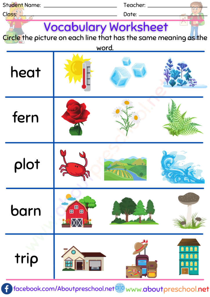 Vocabulary Worksheet-16 - About Preschool