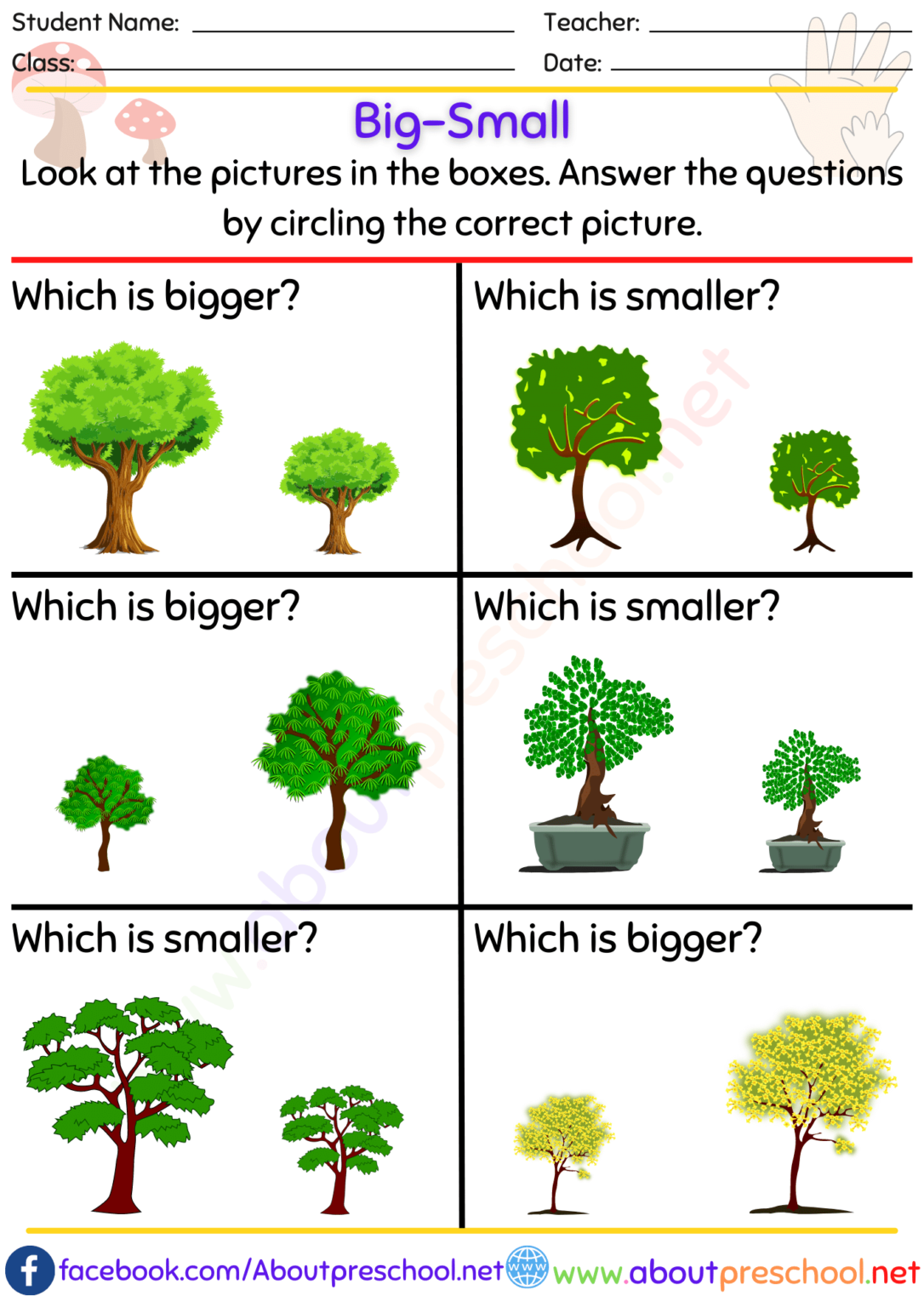 Big and Small Worksheets-2 - About Preschool