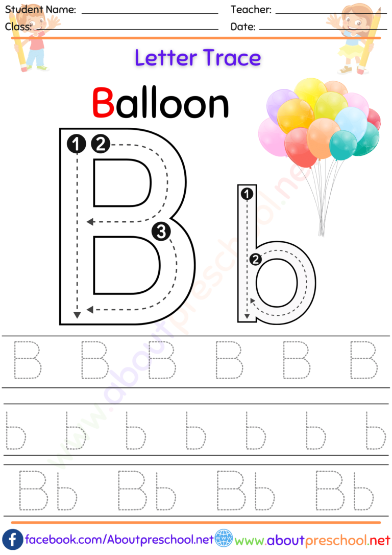 Letter B Tracing Worksheet PDF - About Preschool