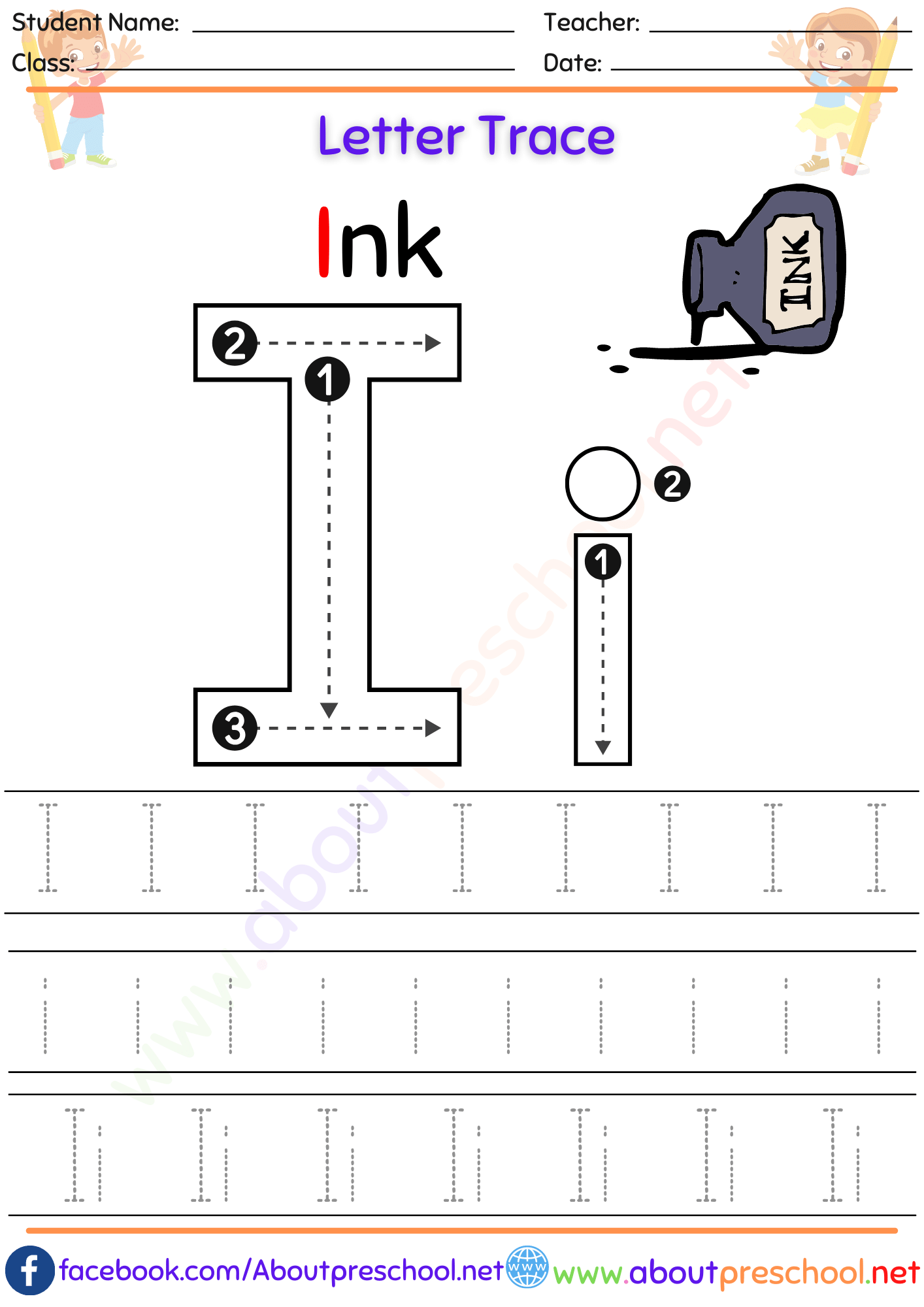 Letter I Tracing Worksheet PDF About Preschool Letter I Tracing Worksheet PDF About Preschool