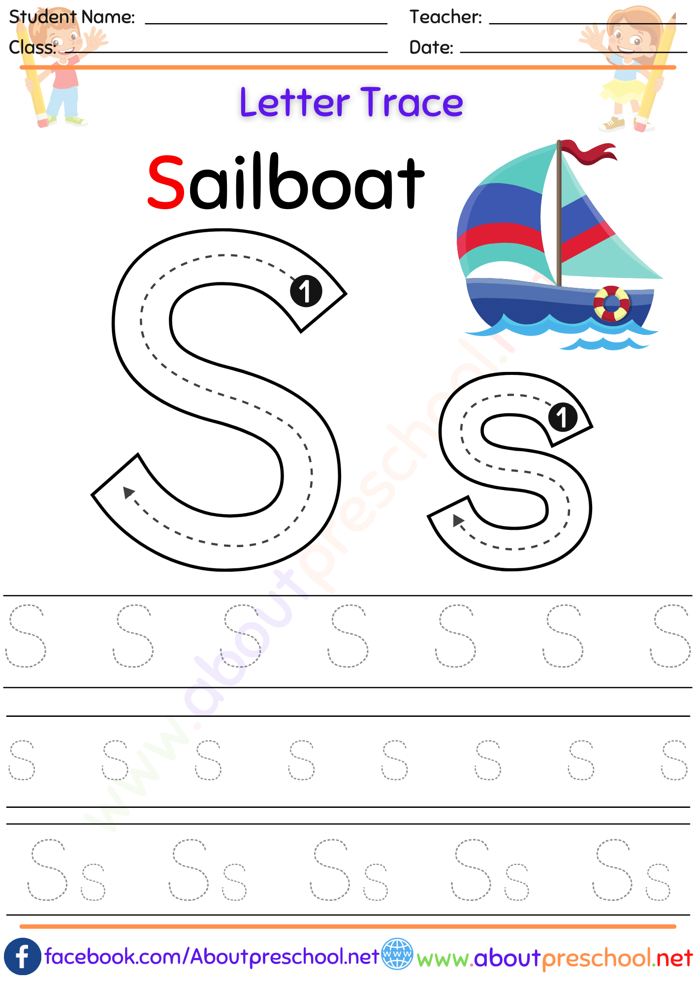 Letter S Tracing Worksheet PDF About Preschool Letter S Tracing Worksheet PDF About Preschool