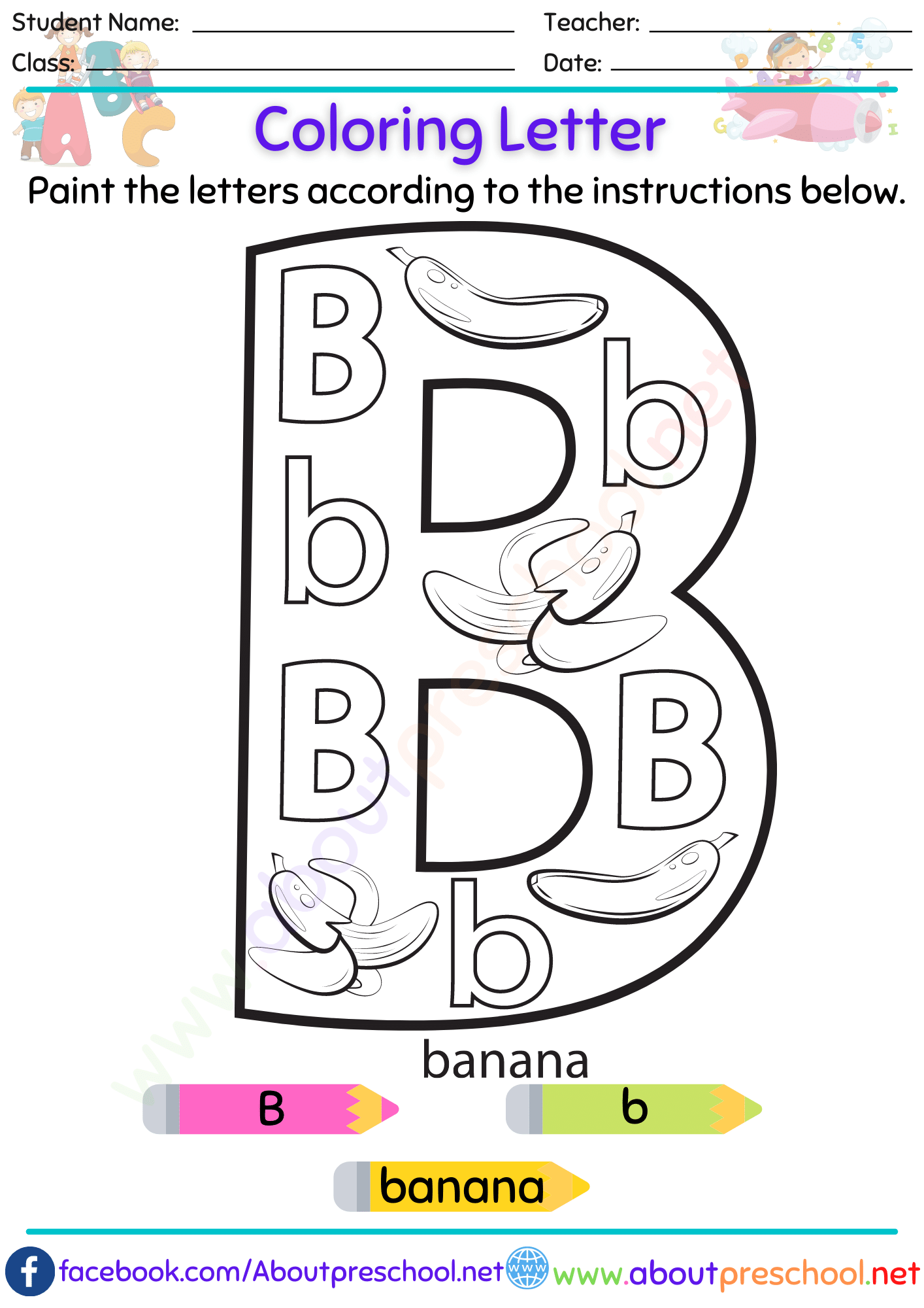 Letter Coloring Pages B - About Preschool