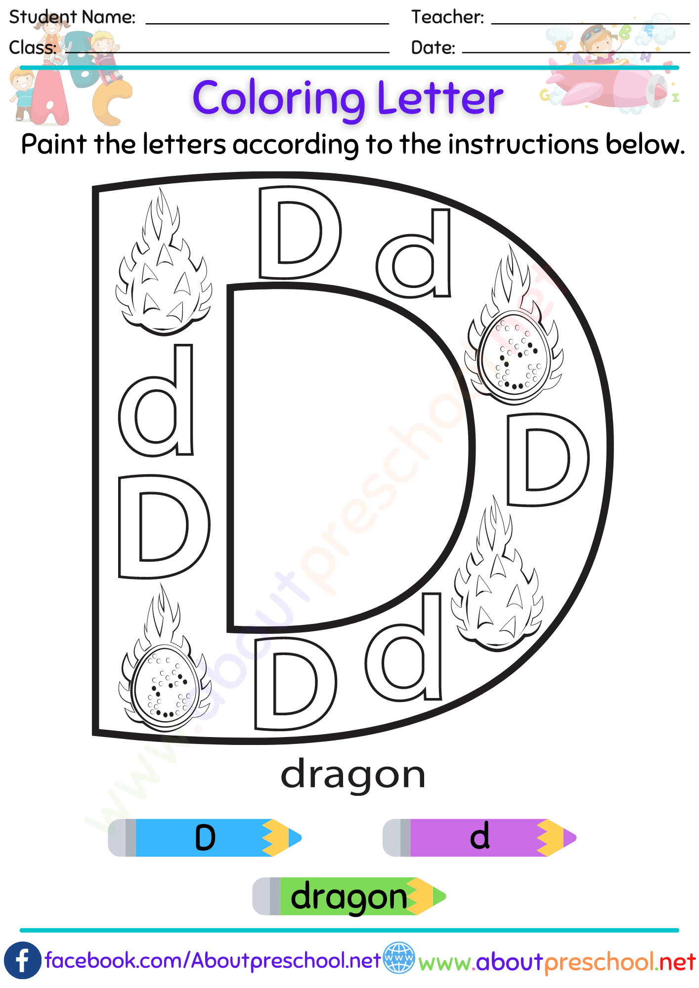 Letter Coloring Pages D - About Preschool