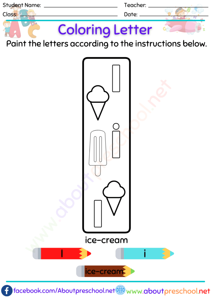 Letter Coloring Pages I - About Preschool