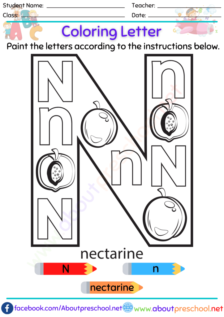 Letter Coloring Pages N - About Preschool