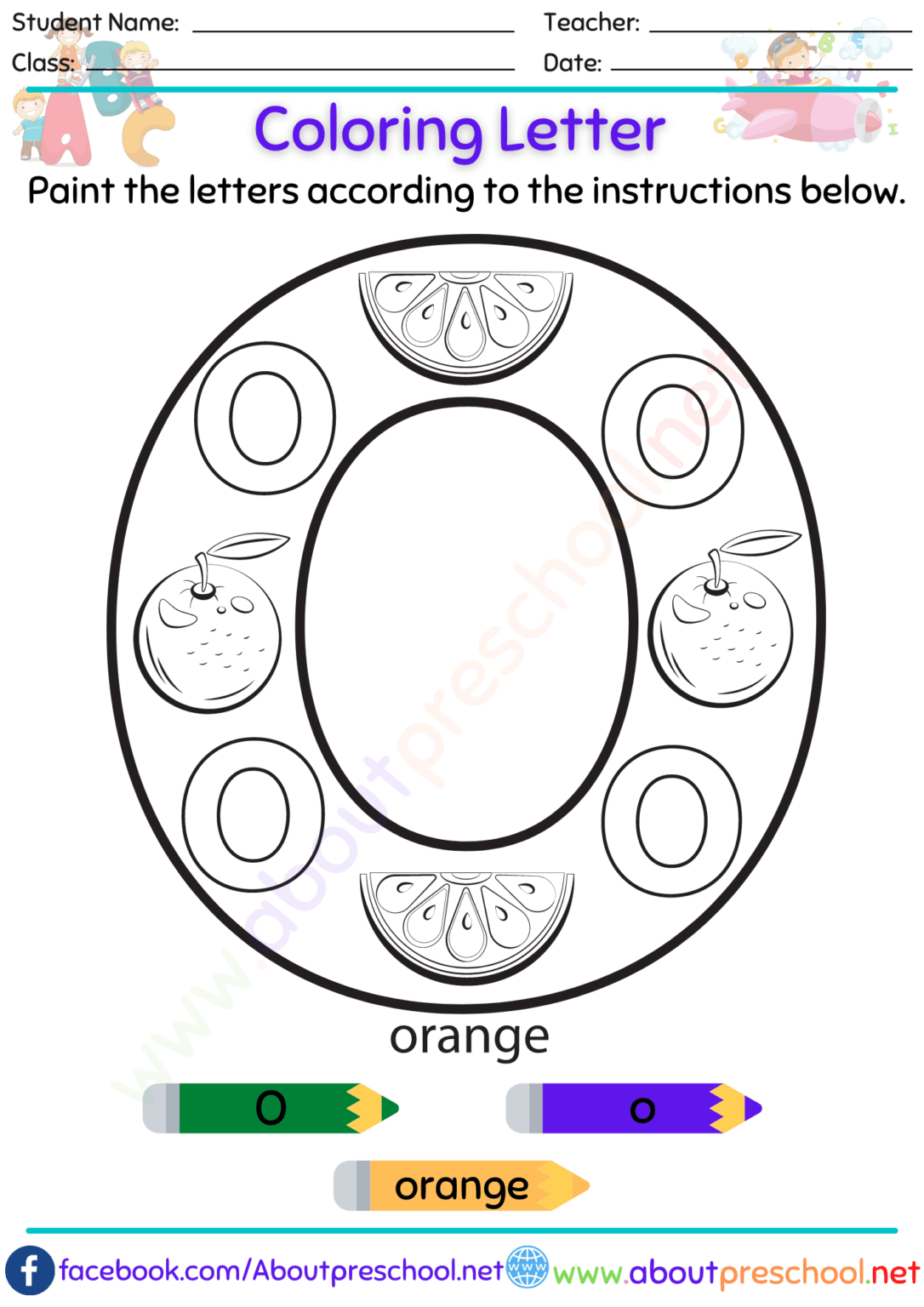 Letter Coloring Pages O - About Preschool
