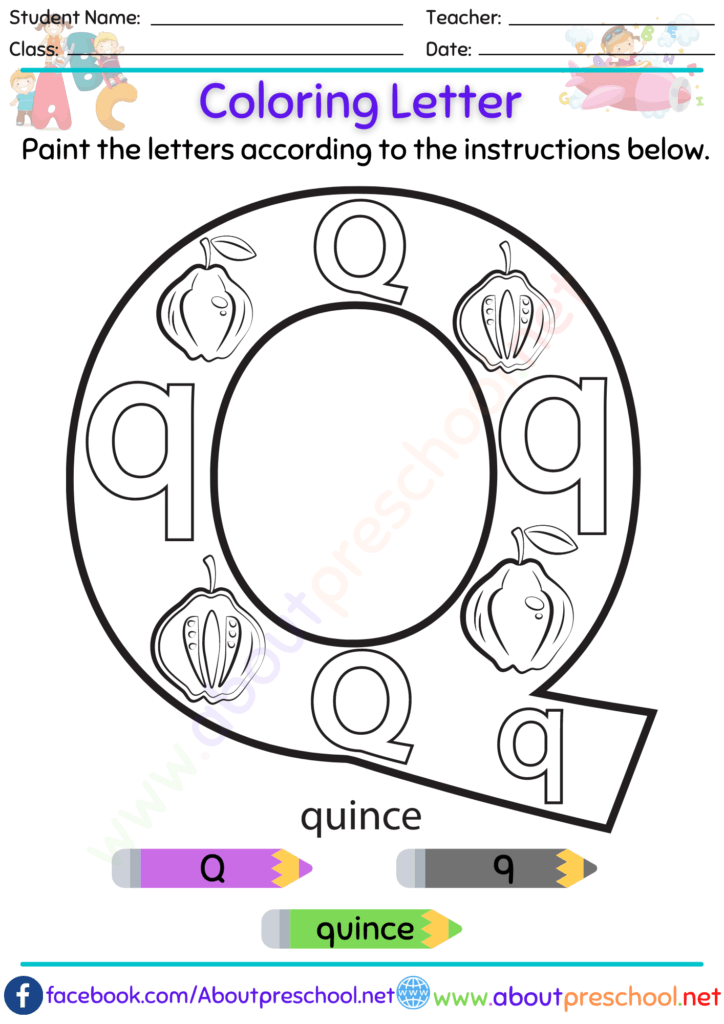 Letter Coloring Pages Q - About Preschool