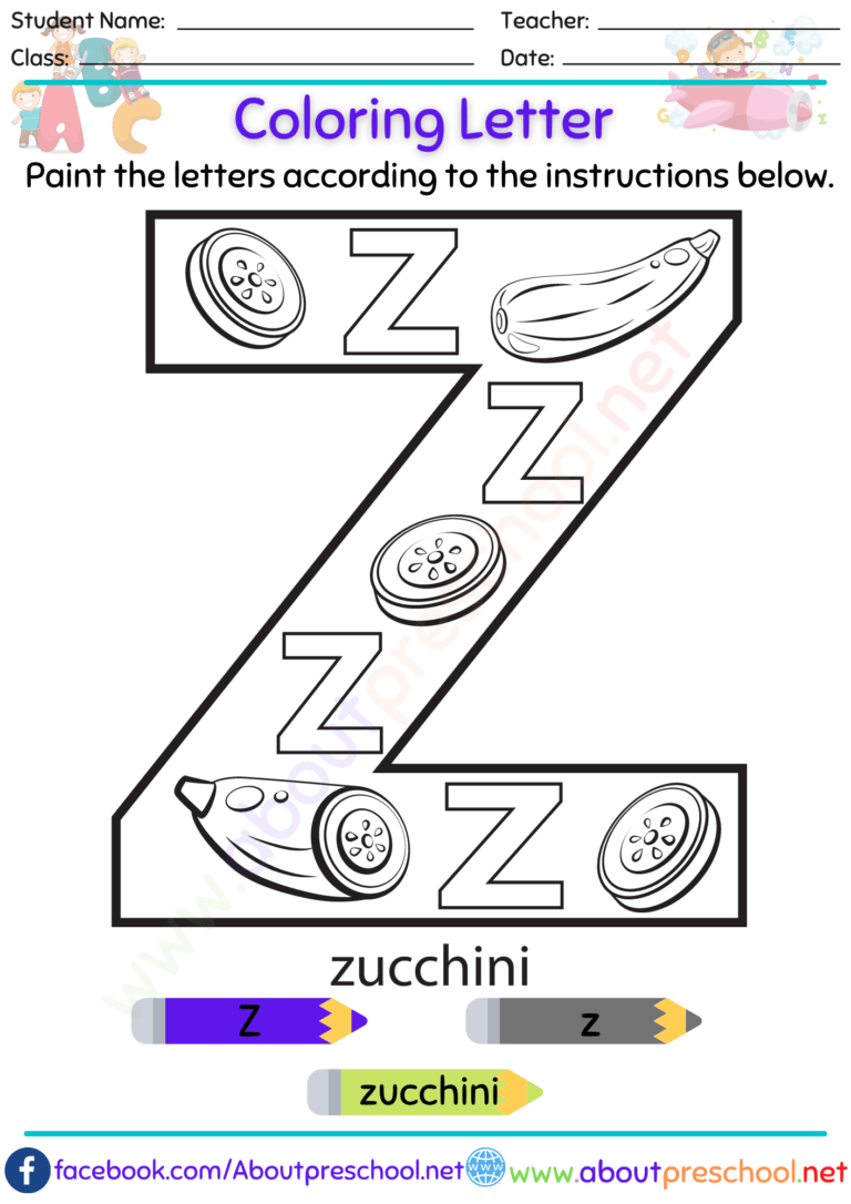 Letter Coloring Pages Z - About Preschool