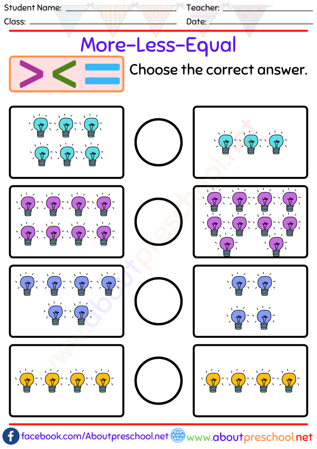 More and Less Worksheet-6 - About Preschool