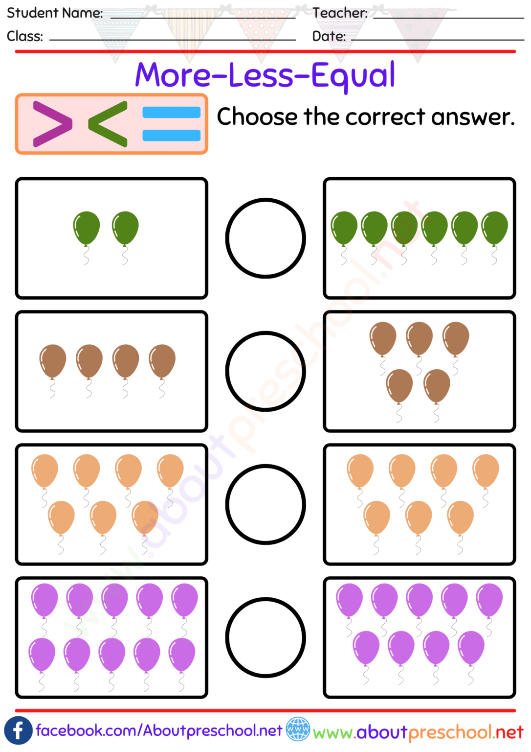 More and Less Worksheet-3 - About Preschool