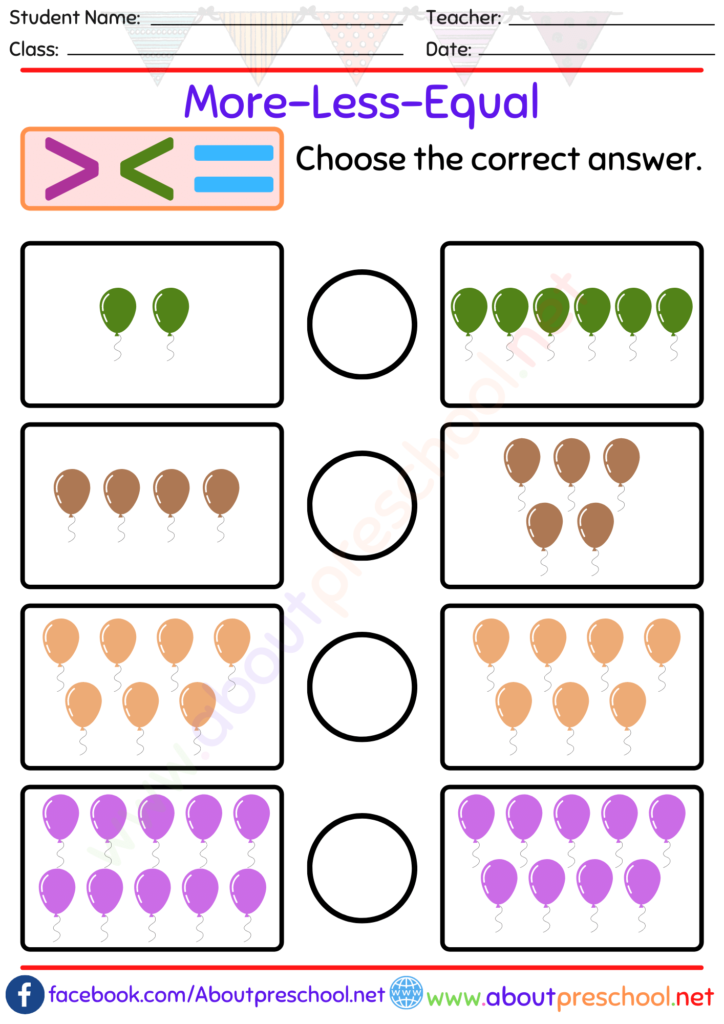 More and Less Worksheet-3 - About Preschool