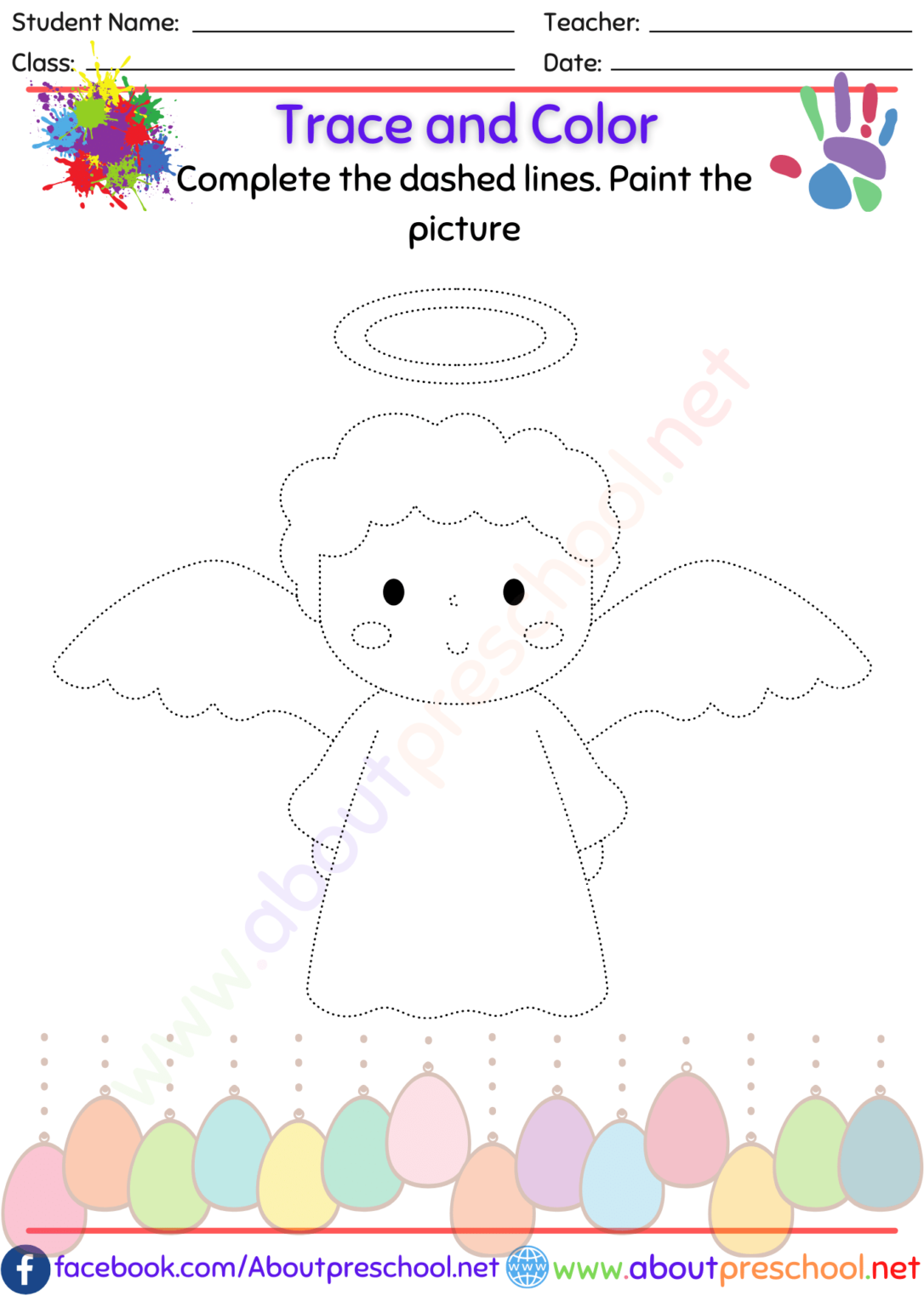 Trace and Color - About Preschool