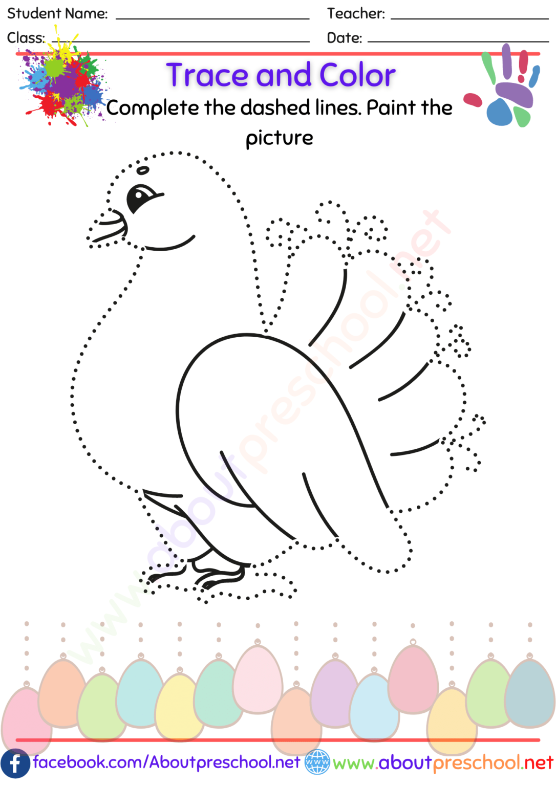 Trace and Color-18 - About Preschool