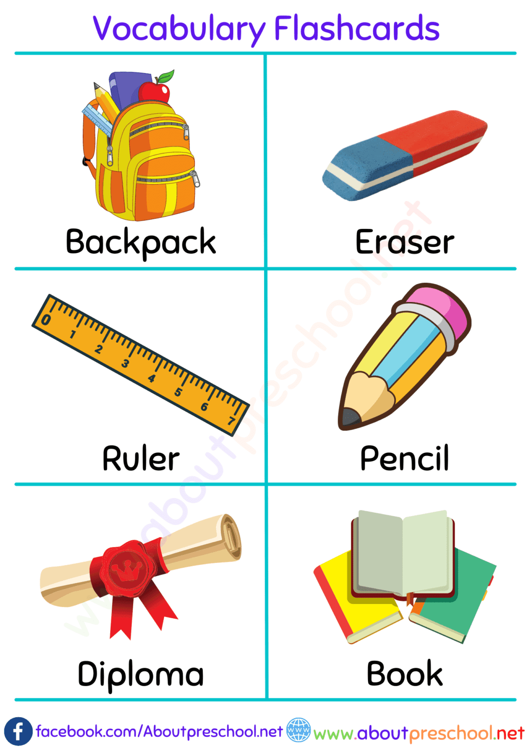 Vocabulary Flashcards-14 - About Preschool