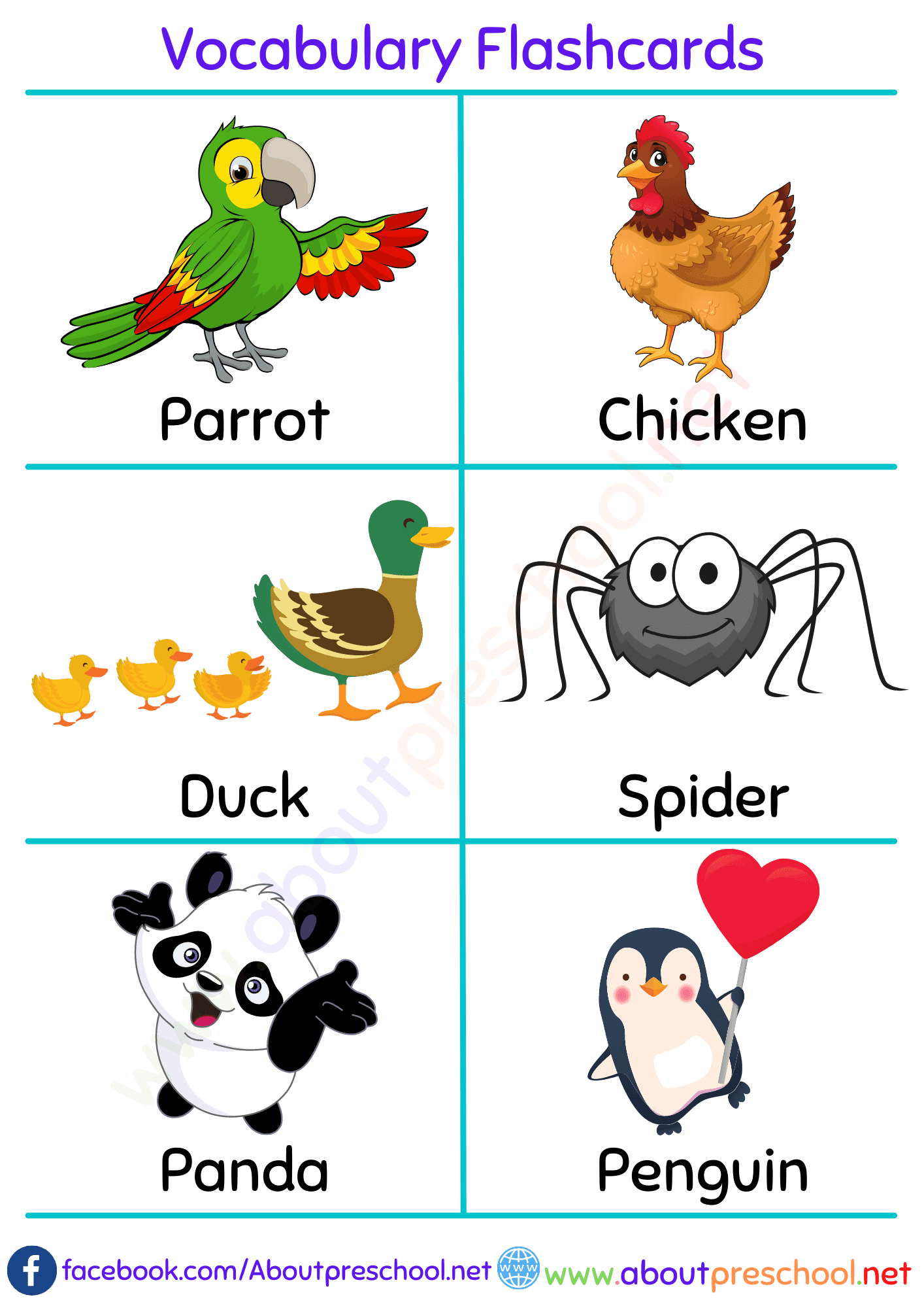 Vocabulary Flashcards 19 About Preschool