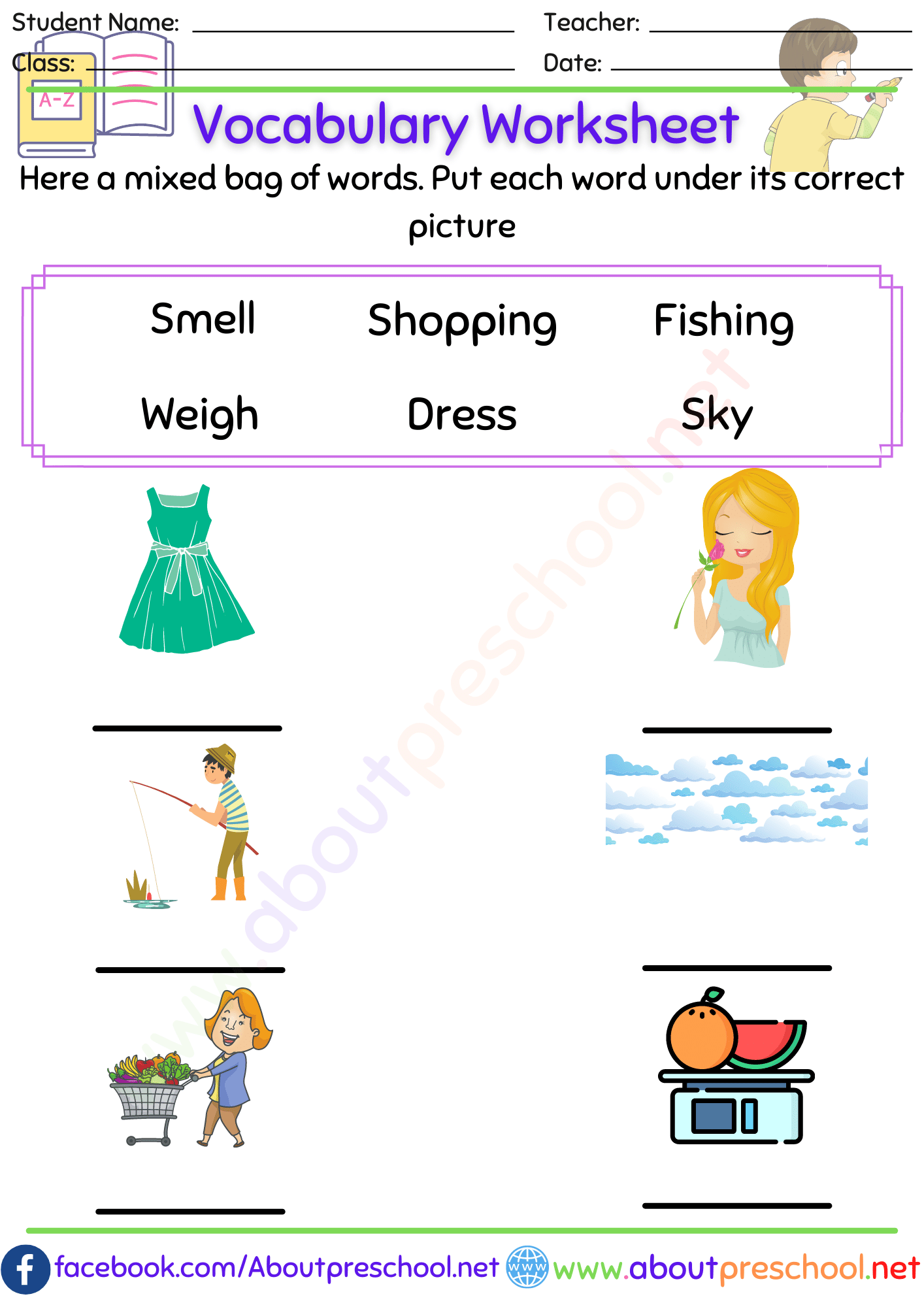 Worksheet on Vocabulary-11 - About Preschool