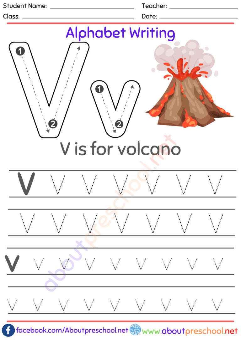 Alphabet Writing Worksheet v - About Preschool