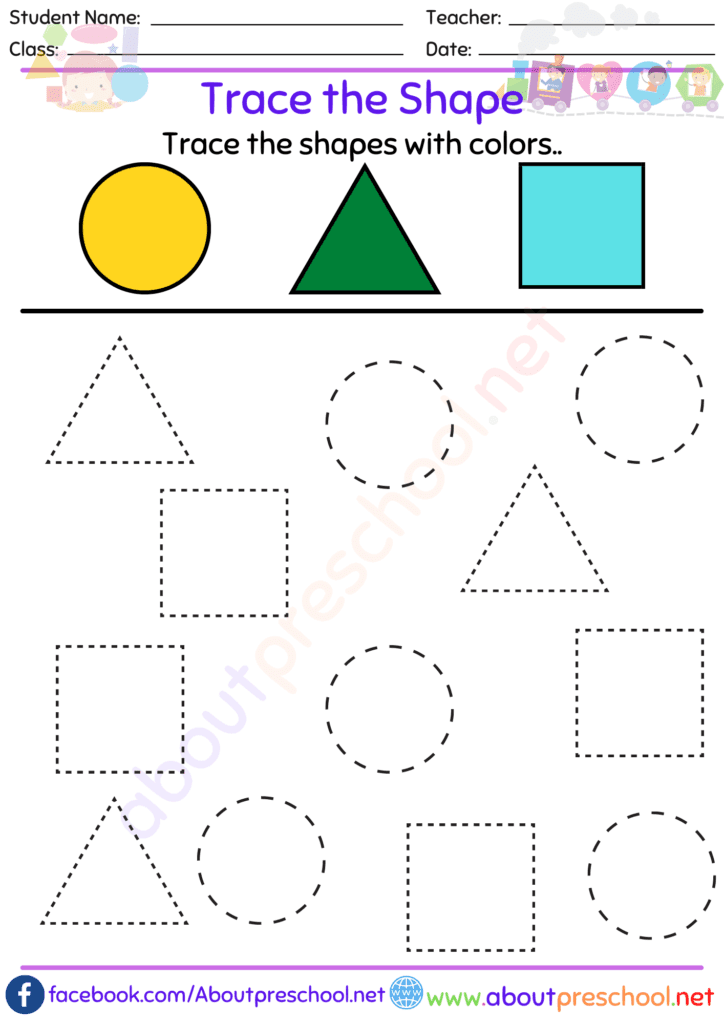 Trace the Shape Worksheet-5 - About Preschool