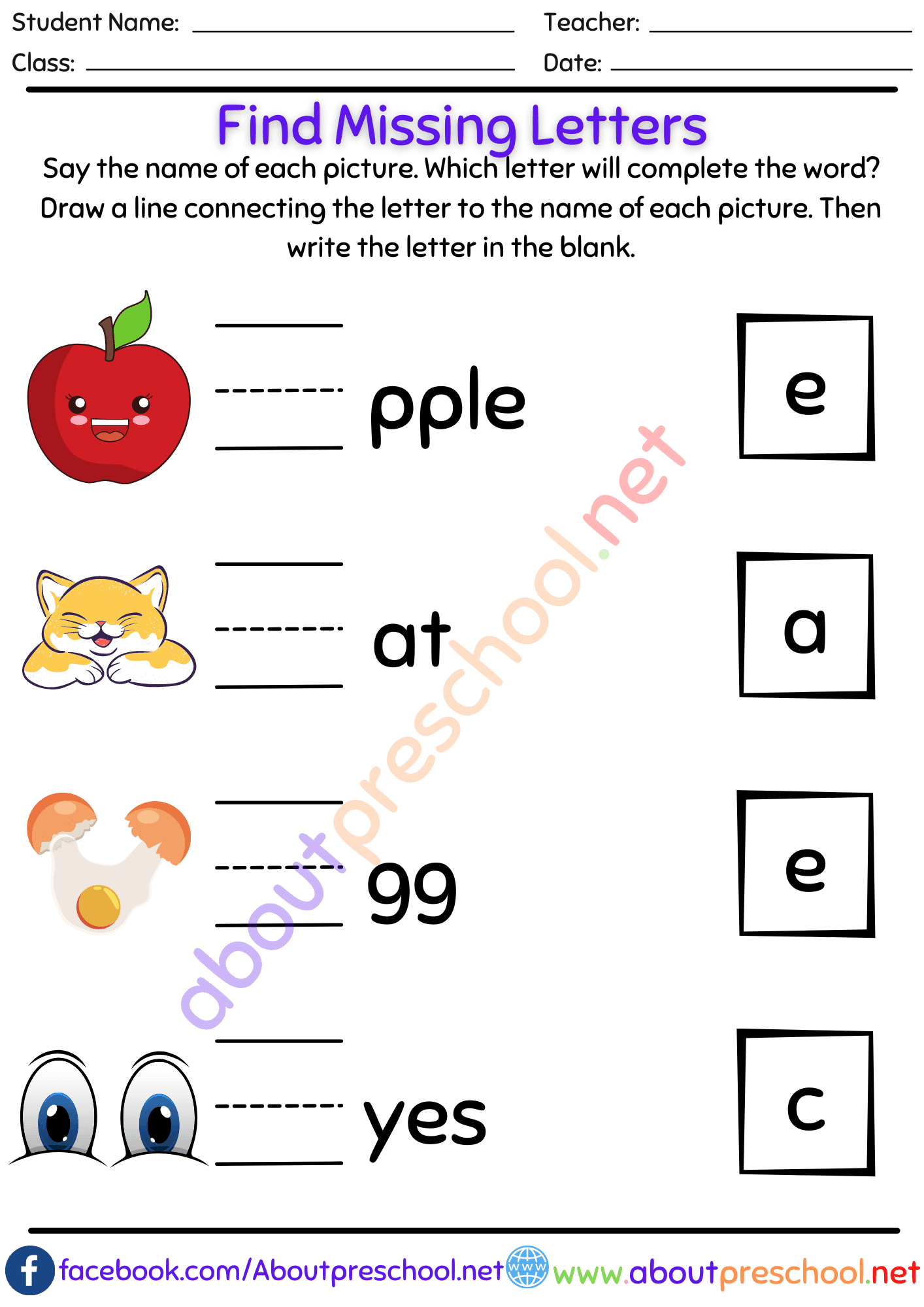Find Missing Letters-1 - About Preschool