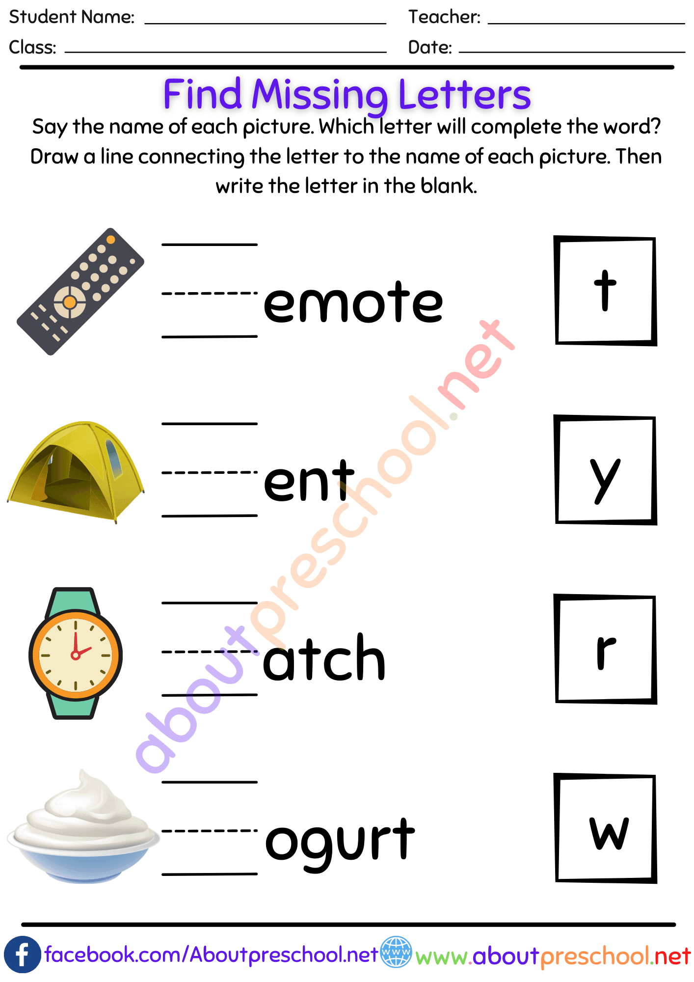 Find Missing Letters-16 - About Preschool