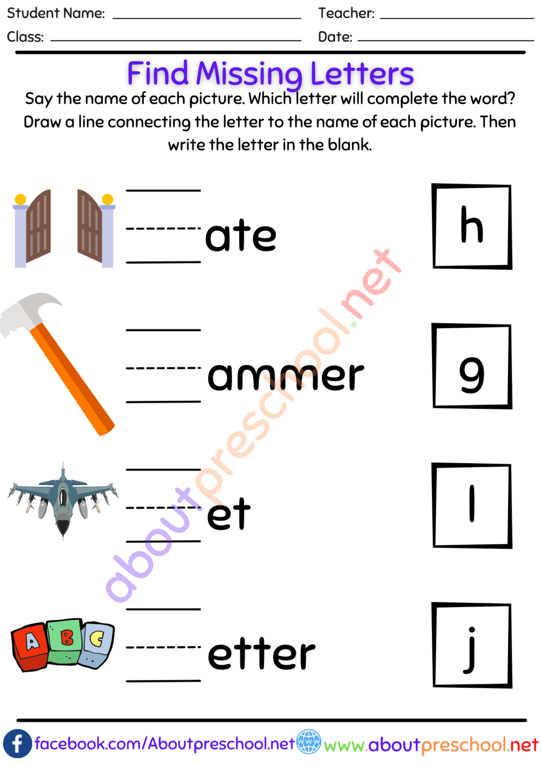 Find Missing Letters-5 - About Preschool