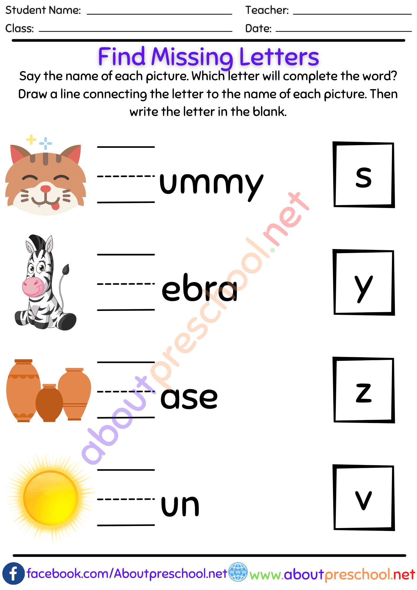 Find Missing Letters-8 - About Preschool