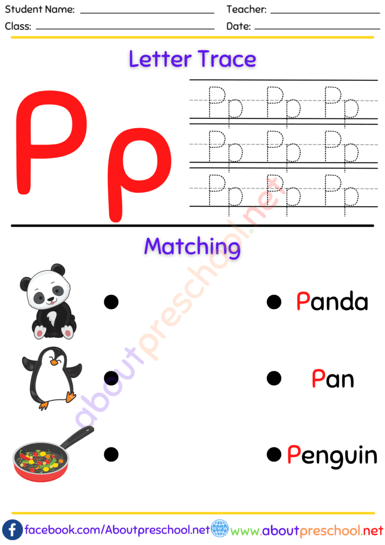 Letter Trace and Matching P - About Preschool