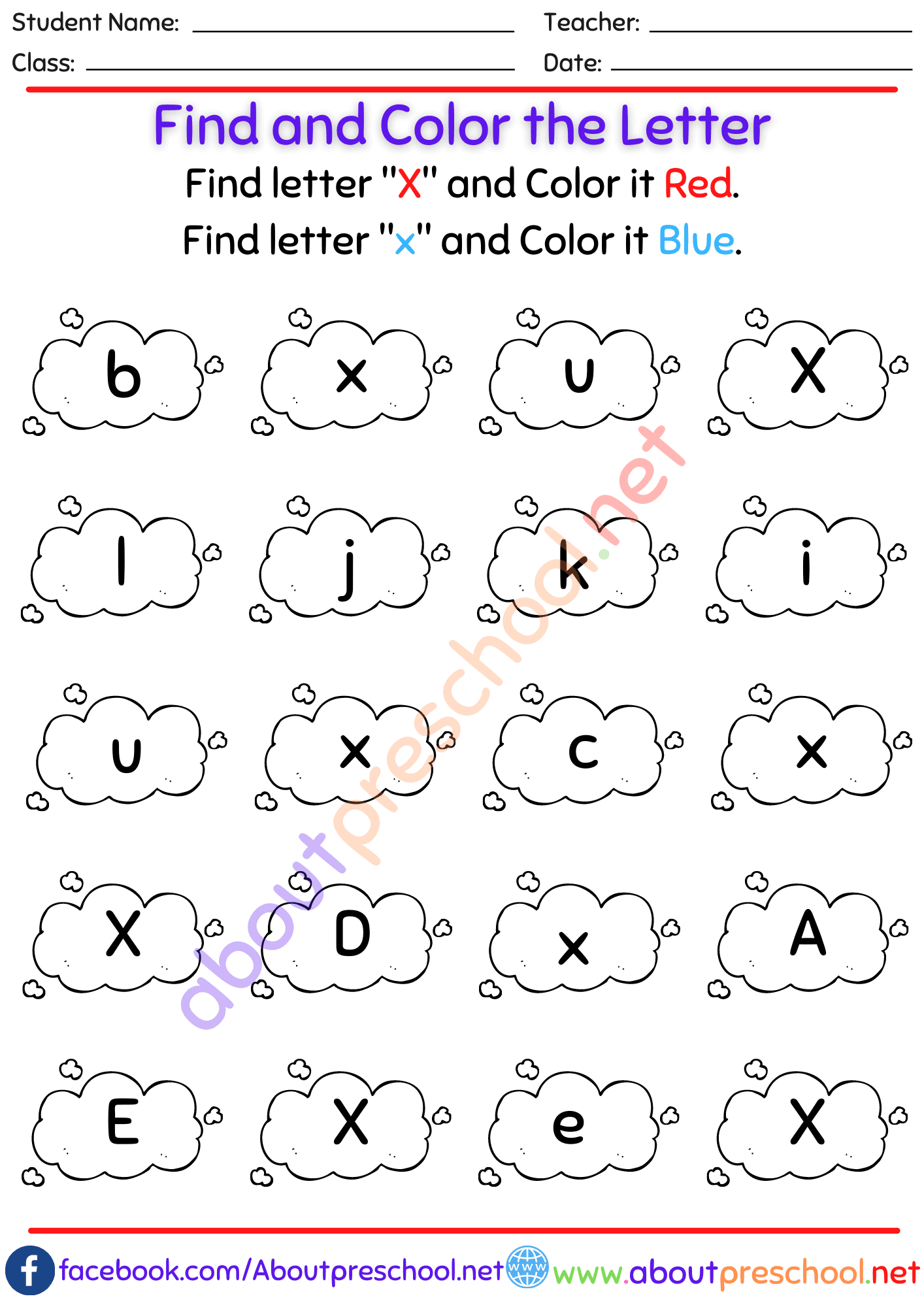 Color By Letter X - About Preschool