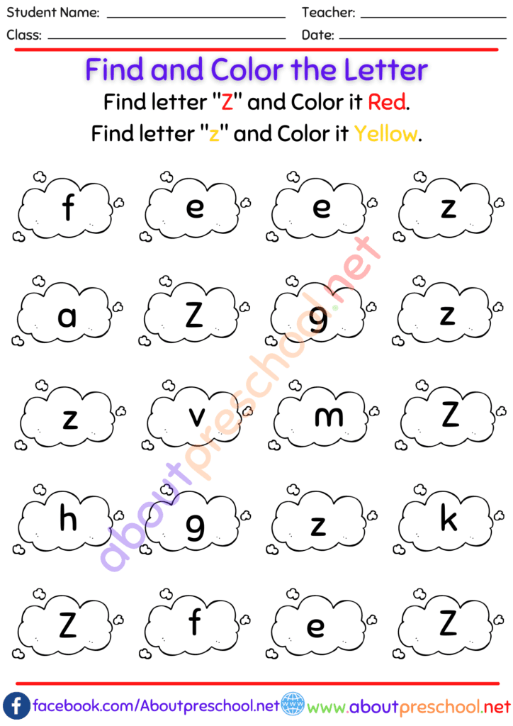 Color By Letter Z - About Preschool