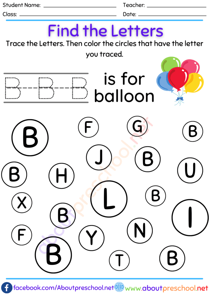 Letter B Free Printable Worksheets - About Preschool