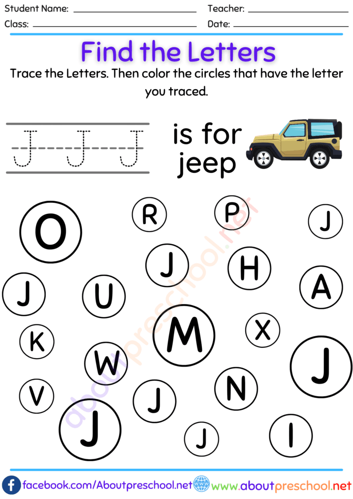 Find the Letters J - About Preschool