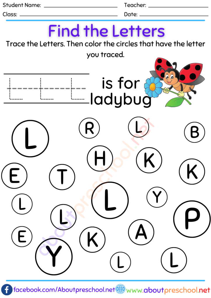 Find the Letters L - About Preschool