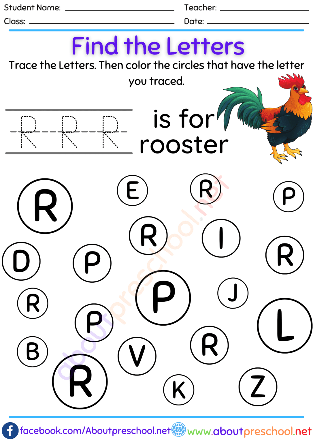 Find the Letters R - About Preschool
