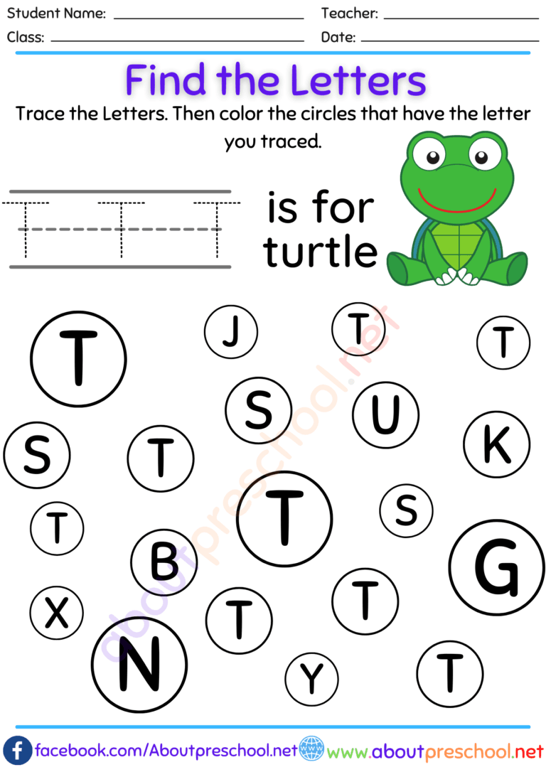 Find the Letters T - About Preschool