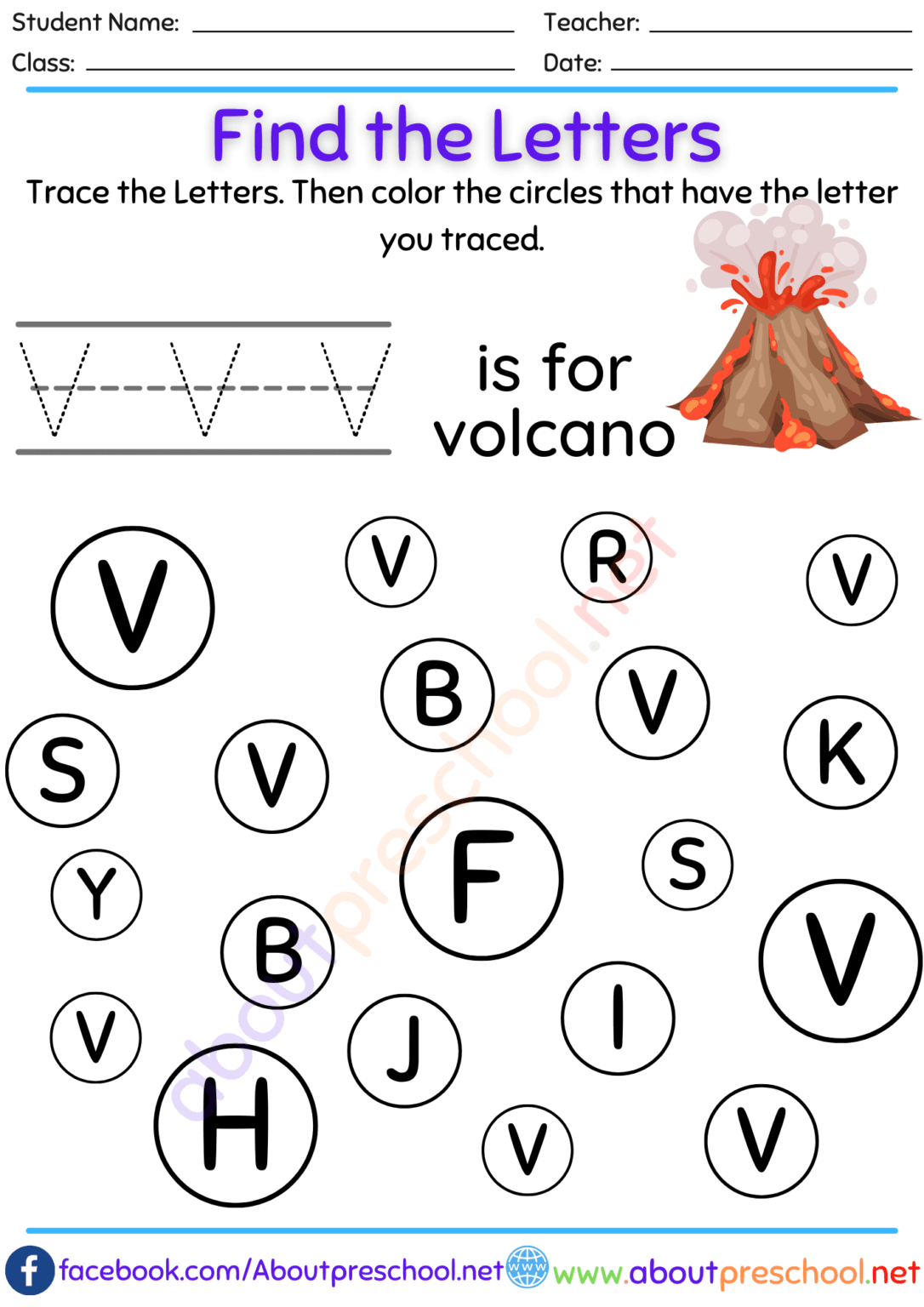 Find the Letters V - About Preschool