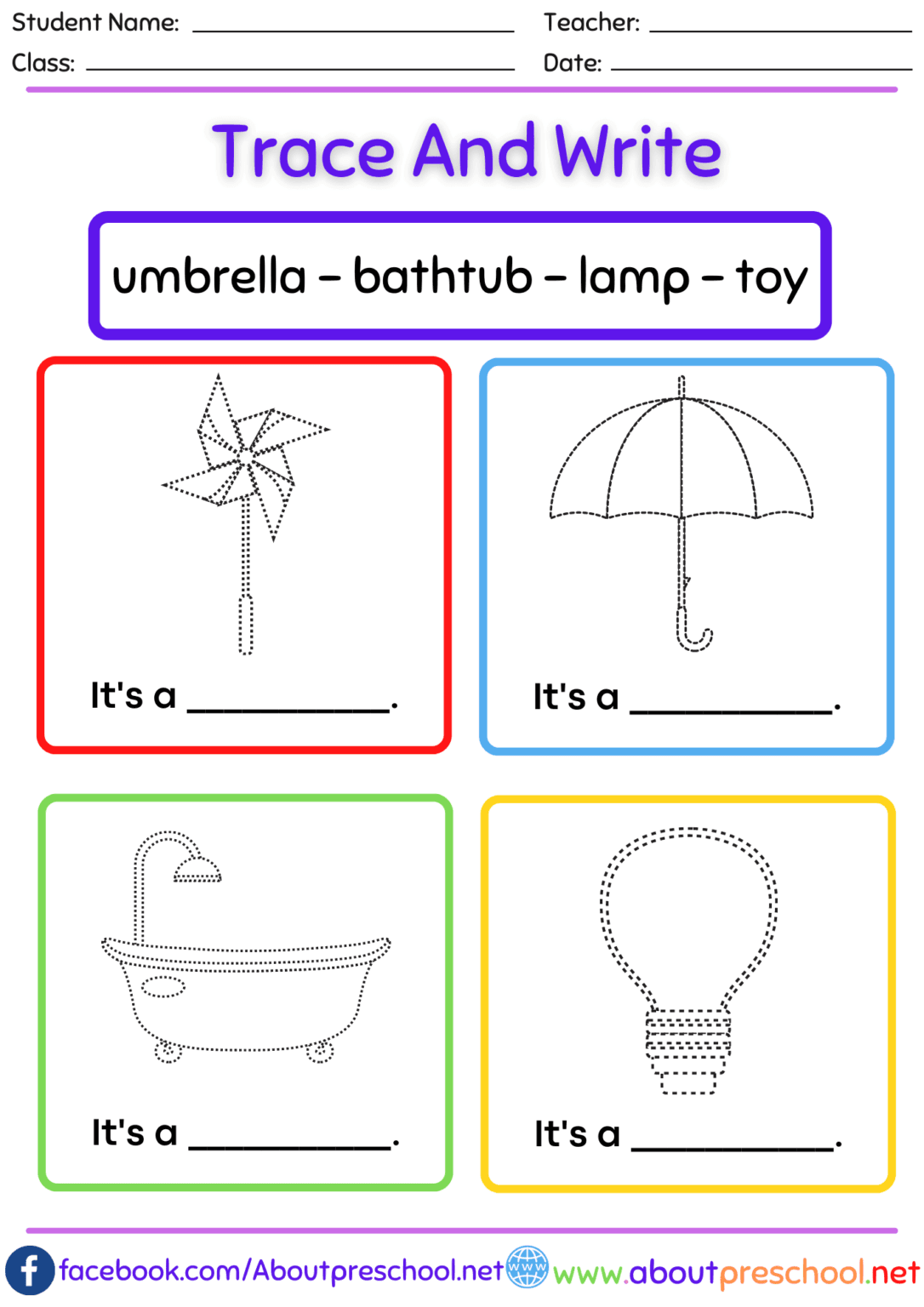 Trace and Write Worksheets 10 - About Preschool