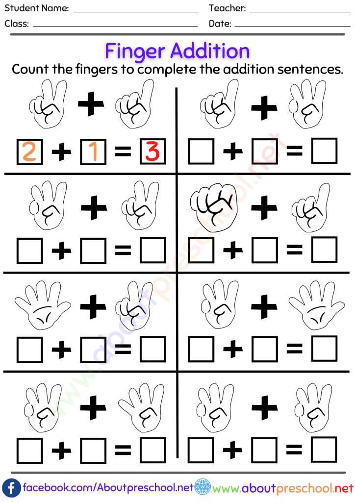 Kindergarten Addition Worksheets-1 - About Preschool